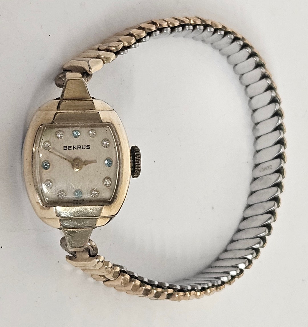 Super Rare Vintage 1940s Womens Benrus Diamond/light Blue Sapphire ...