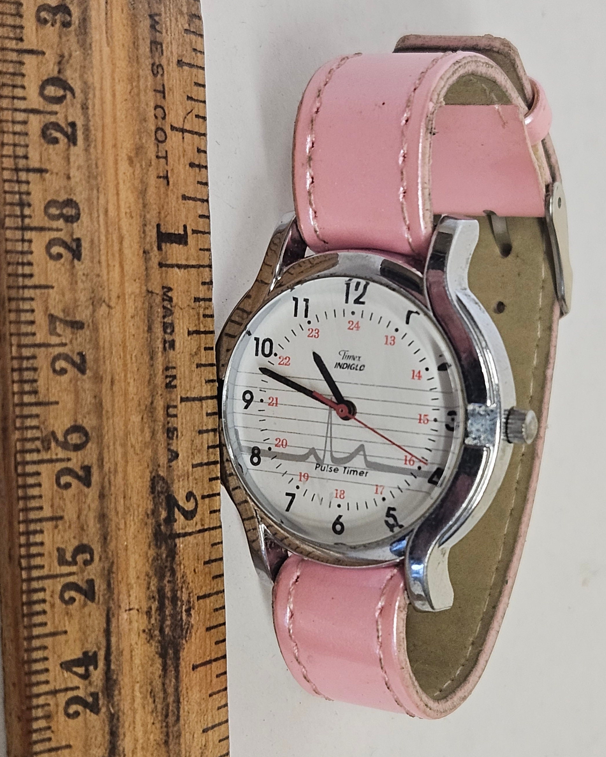 Vintage Timex Pulse Timer Indiglo Silver Tone Quartz Watch. Works ...