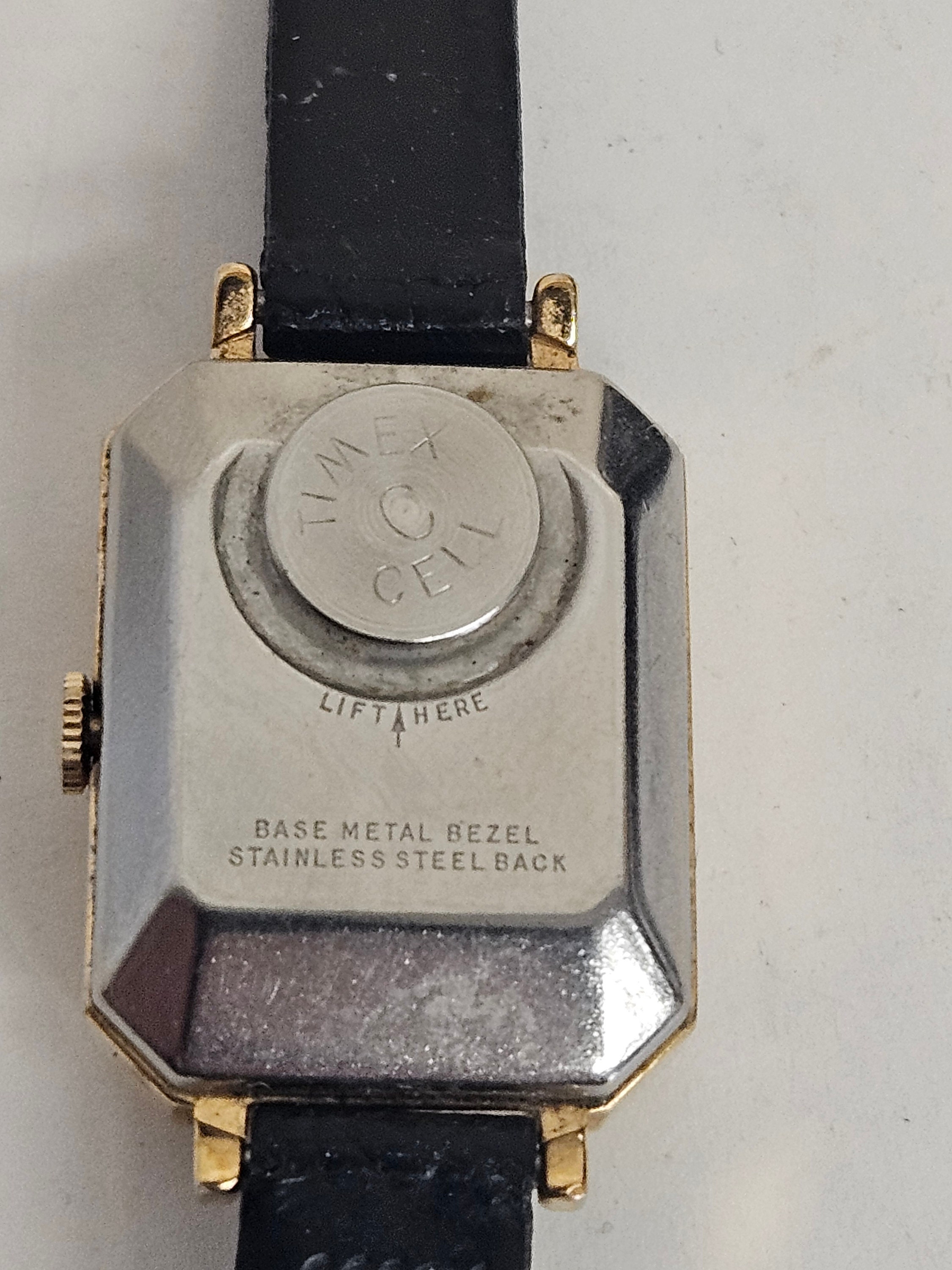 Vintage 1970s Timex Electric Tank Style Womens Watch. Gold Tone. Black ...