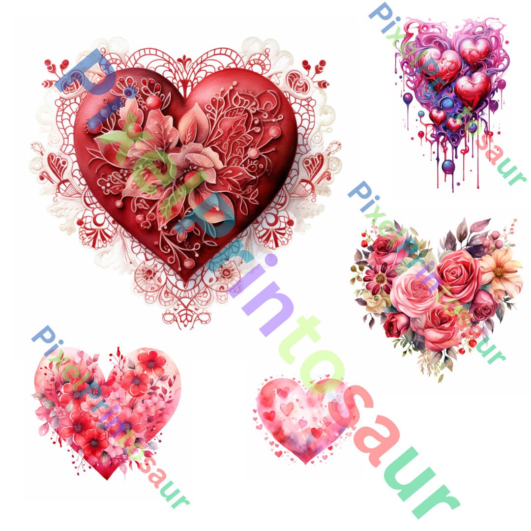 Watercolor Heart Clipart | Valentines Day | Cute Heart Illustrations ...