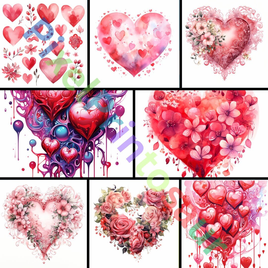 Watercolor Heart Clipart | Valentines Day | Cute Heart Illustrations ...
