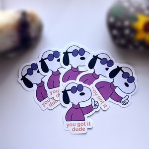 Snoopy Cartoon Sticker Die-cut Vinyl Glossy Finish Sticker - Etsy