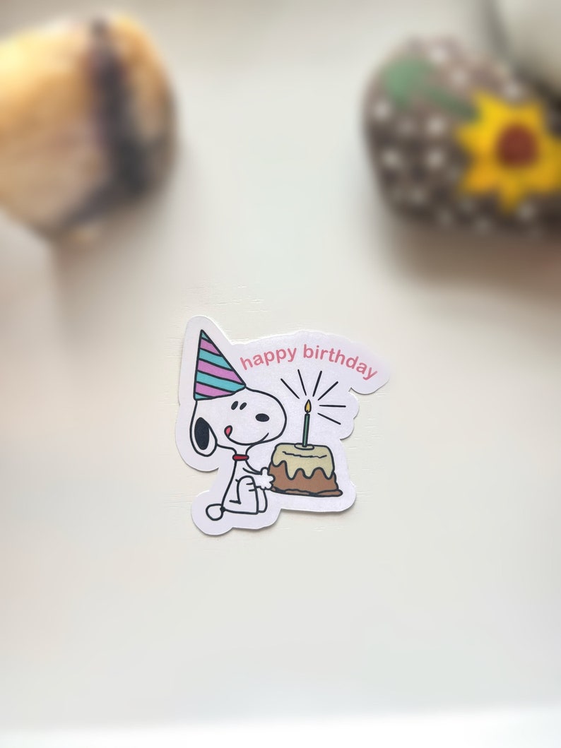Cute Happy Birthay Snoopy Peanuts Sticker Die-cut Vinyl Sticker - Etsy
