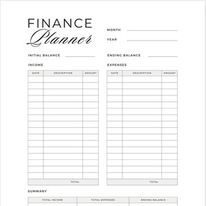 2024 Minimal Finance Planner One Page Downloadable - Etsy
