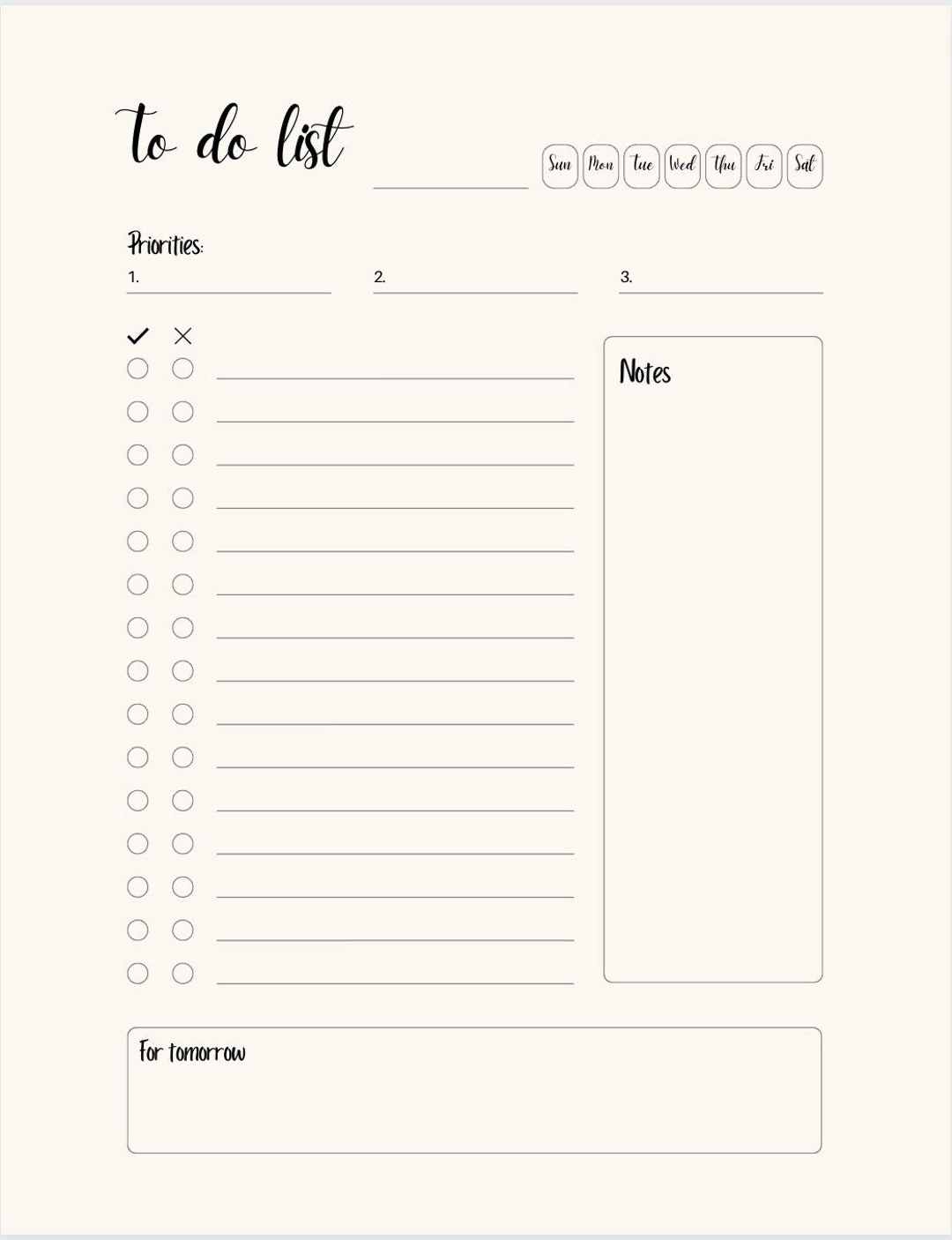 Daily to Do List Minimalist. One Page PDF Downloadable. Daily Checklist ...