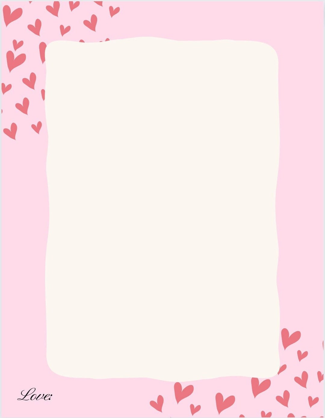 Blank Love or Thank You Letter Template. Blank Love Note. Blank Thank ...