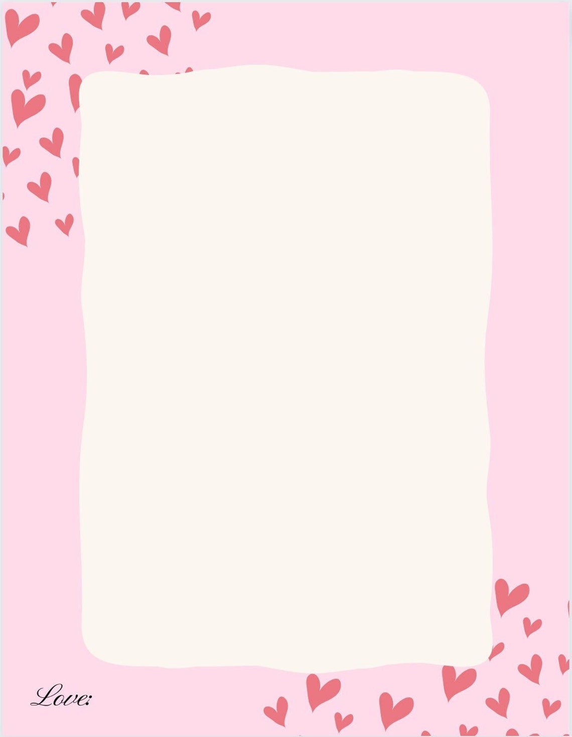 Blank Love or Thank You Letter Template. Blank Love Note. Blank Thank ...