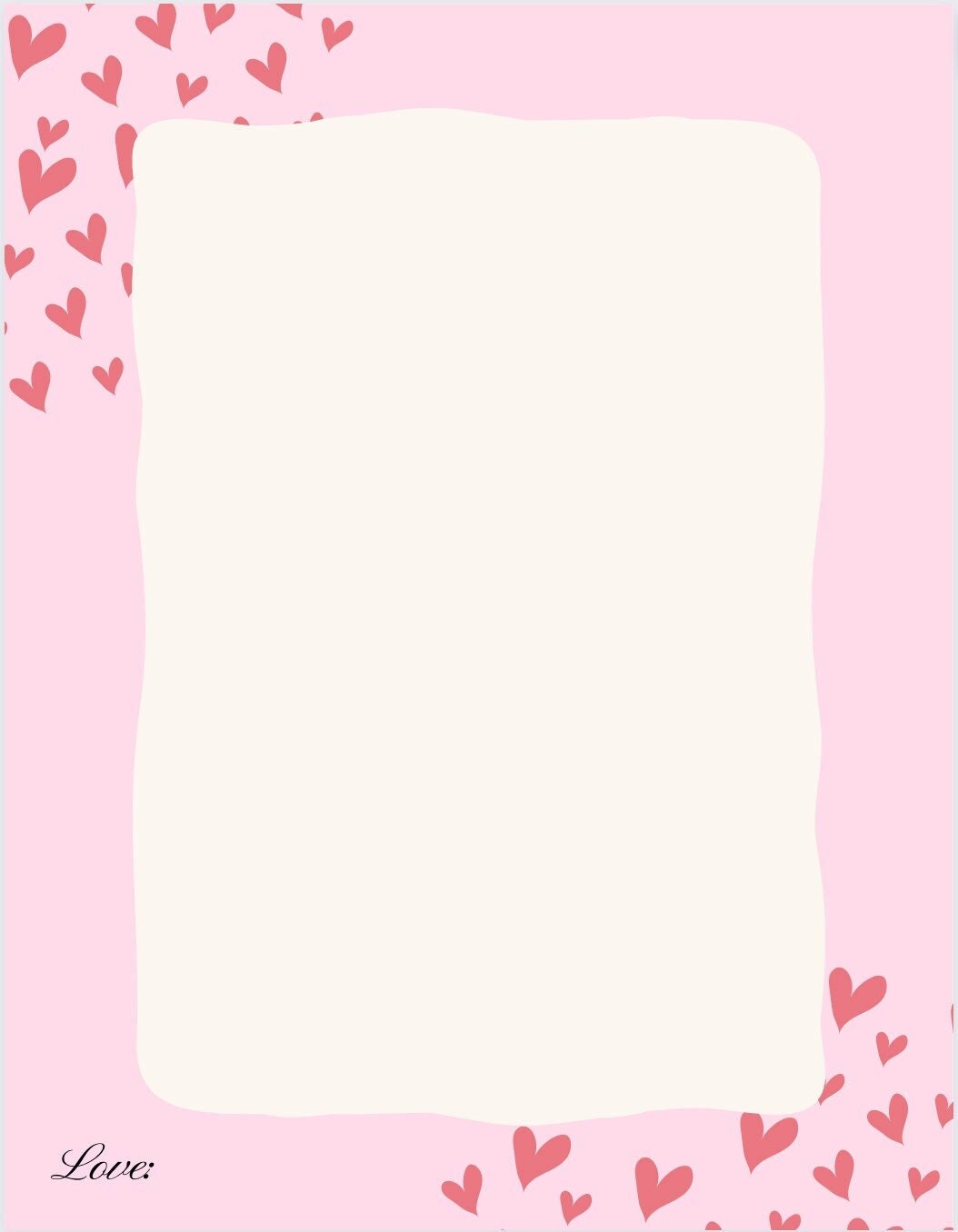 Blank Love or Thank You Letter Template. Blank Love Note. Blank Thank ...