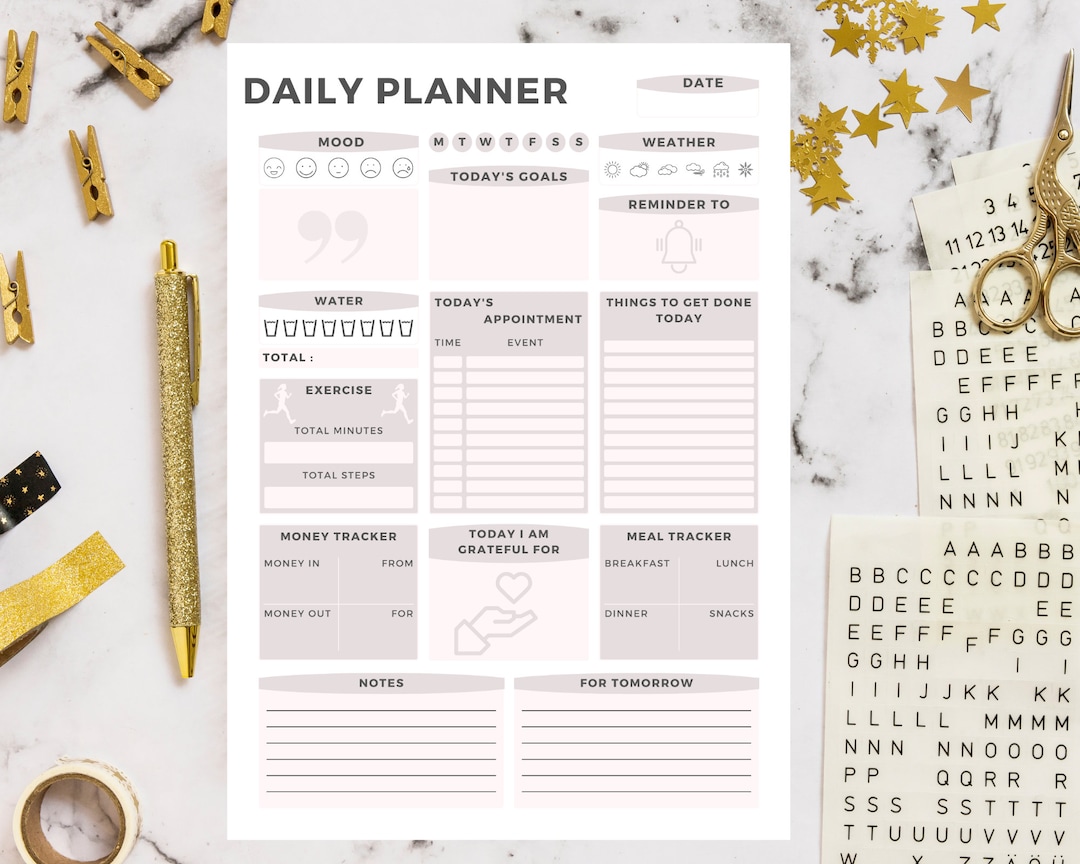 Customizable Daily Planner Template, Digital Daily Planner, Digital ...