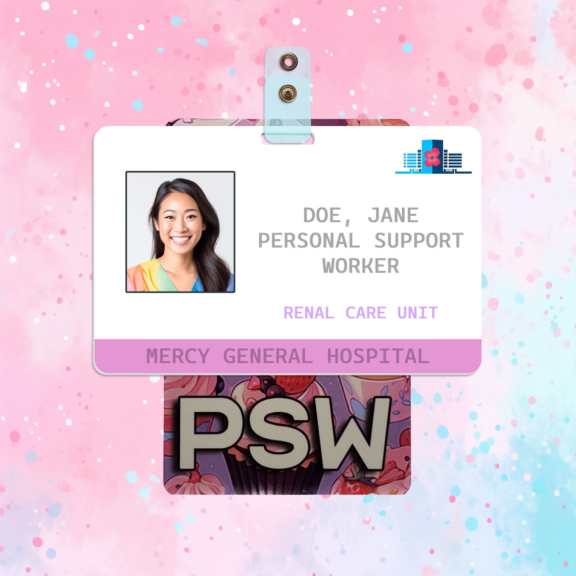 Cupcake Party PSW V1 Role ID Badge for Horizontal ID, Personal Support ...