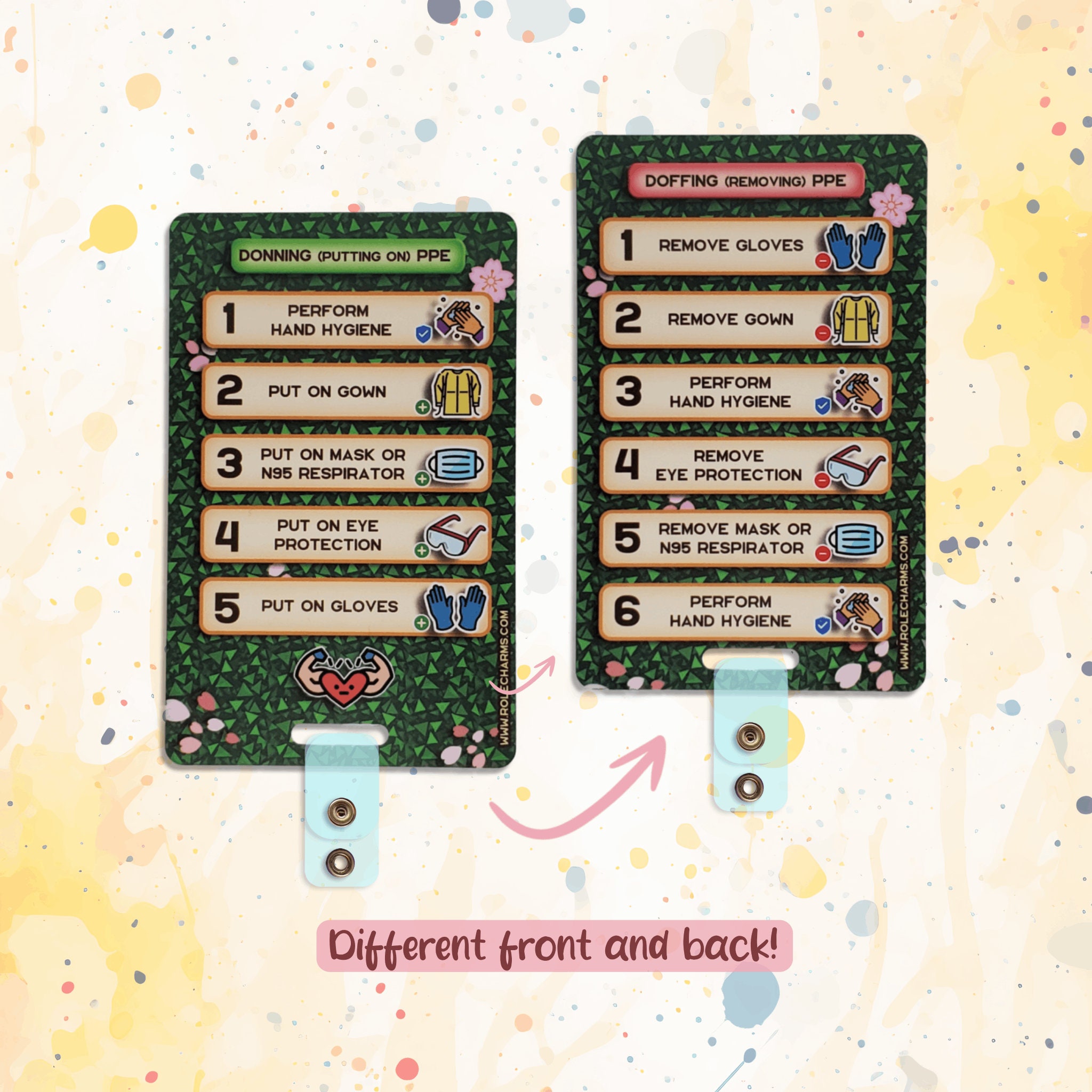 Grass PPE Donning/doffing Badge Reference Card, Fun Visual Reminder ...