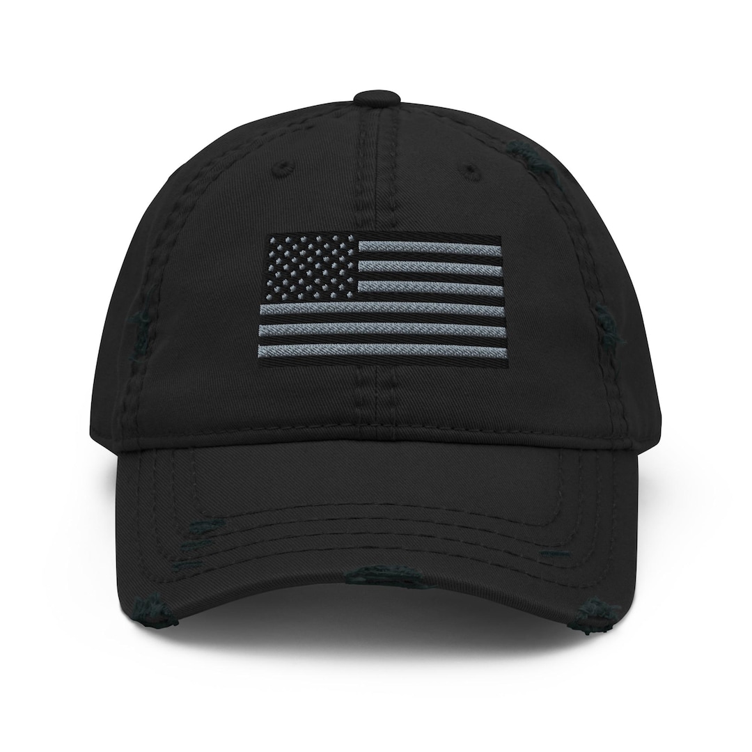 Embroidered Dark Black American Flag Ball Cap | Premium American Flag ...