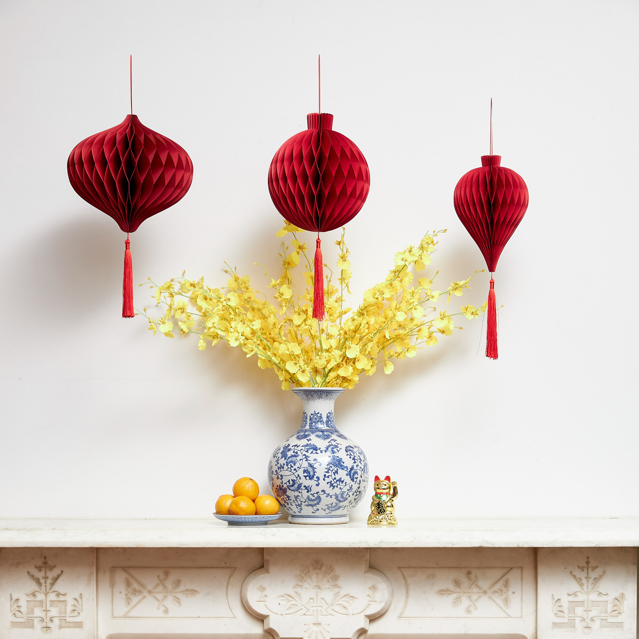 Lunar New Year Paper Red Lanterns (set of 3) - Etsy