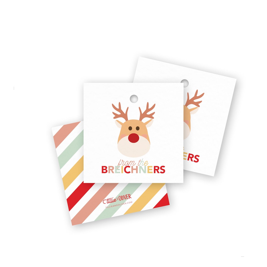 Red Nose Reindeer Gift Tags - Etsy