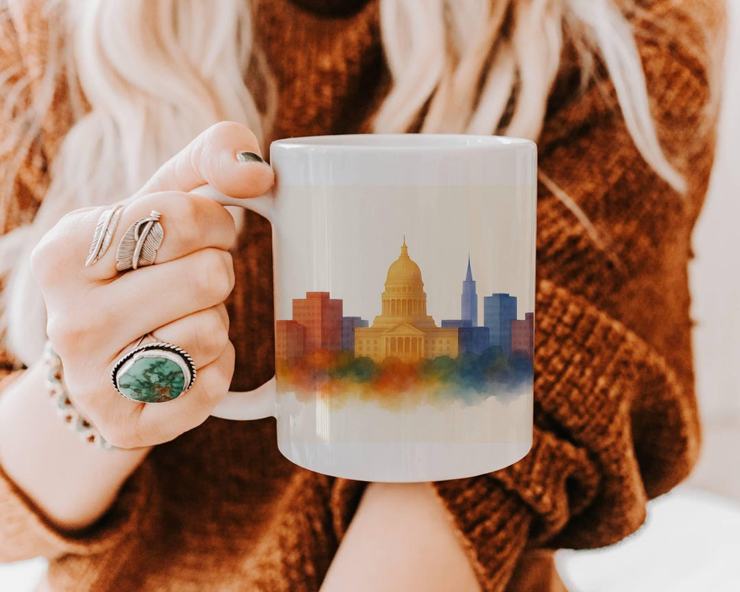 Madison Skyline Coffee Mug: Watercolor Midwest Design, 11oz - Etsy
