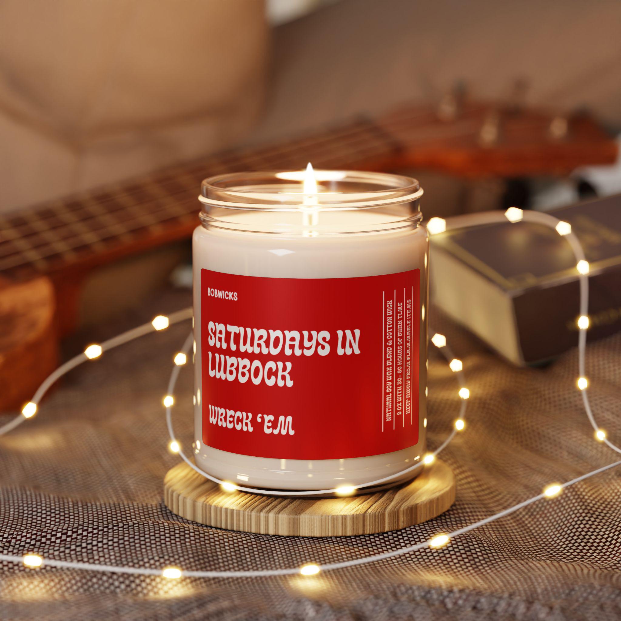 Saturdays in Lubbock Football Candle Scented Soy Wax 9 Oz With Red ...