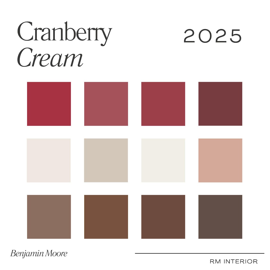 2025 Cranberry Cream Paint Colour Palette | Benjamin Moore, Interior ...