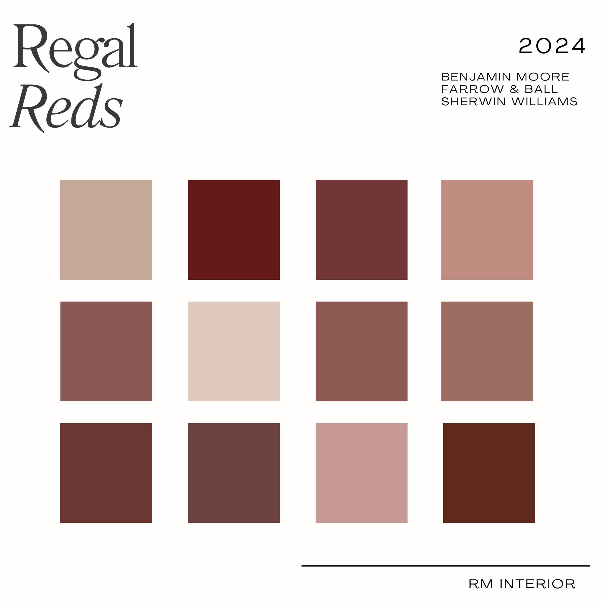 2024 Regal Reds Paint Colour Palette | Benjamin Moore, Sherwin Williams ...
