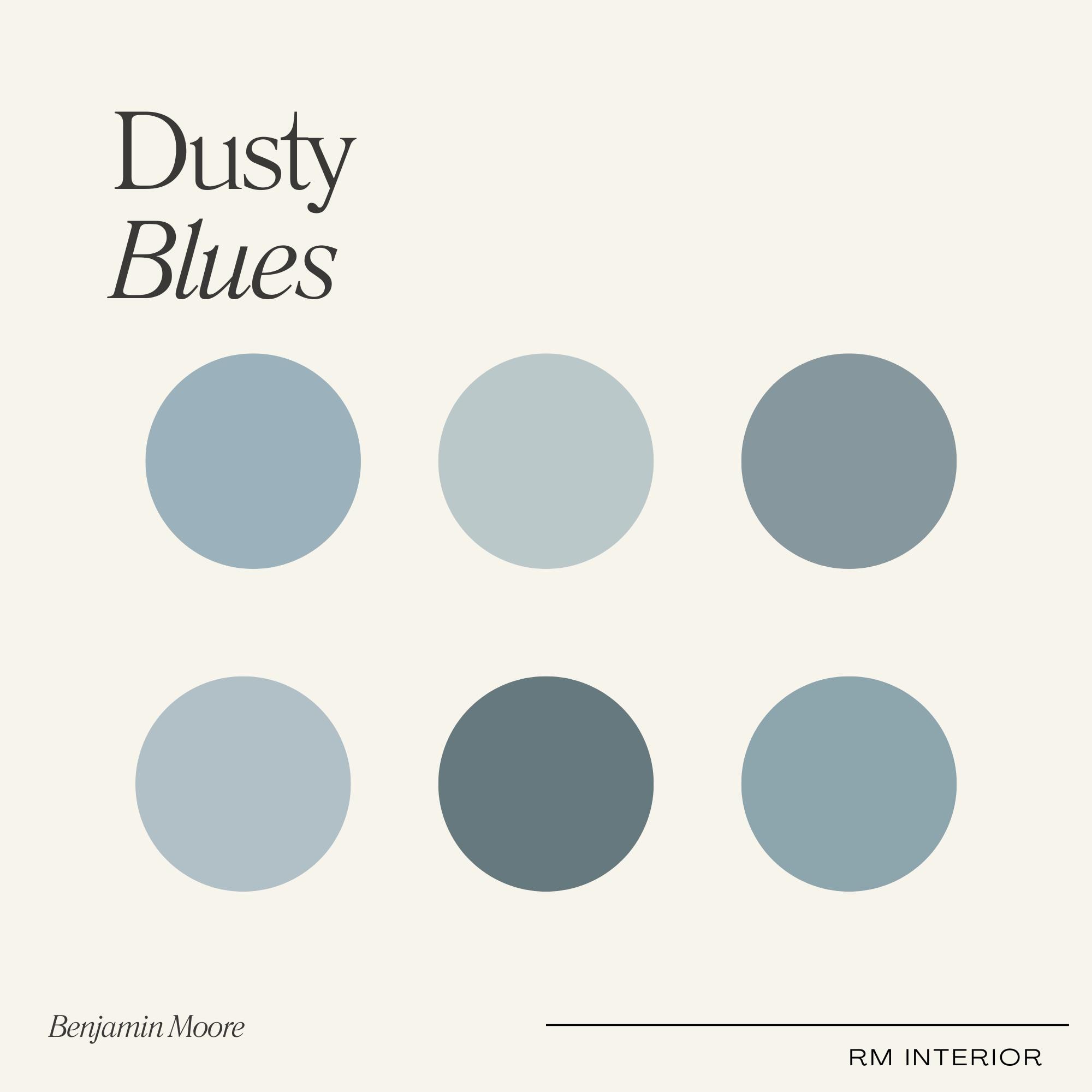 Dusty Blues Paint Color Palette | 6 Curated Benjamin Moore Colors ...