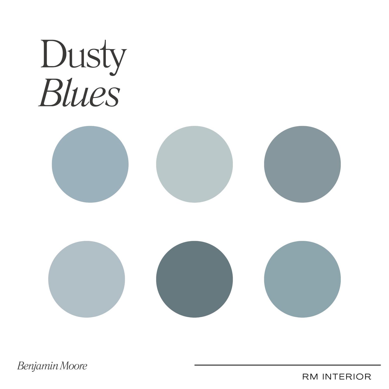Dusty Blues Paint Color Palette | 6 Curated Benjamin Moore Colors ...