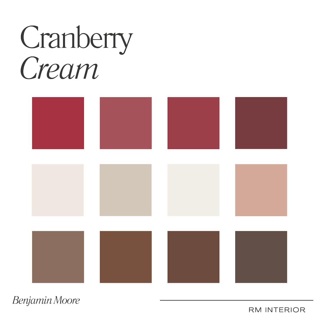Cranberry Cream Paint Color Palette | 12 Curated Benjamin Moore Colors ...
