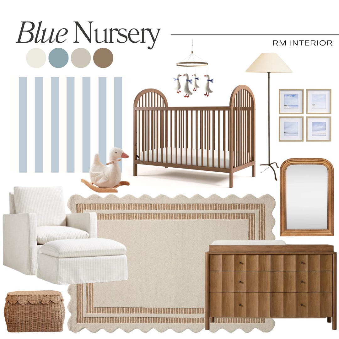 Blue Nursery Mood Board: Neutral Baby Boy Room E-design (digital ...