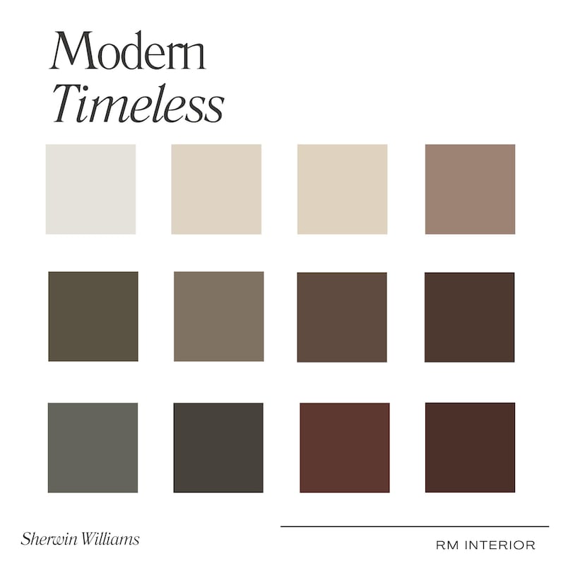 Modern Timeless Paint Color Palette | 12 Curated Sherwin-williams ...