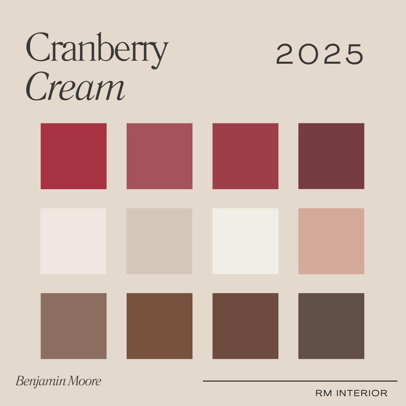 2025 Cranberry Cream Paint Colour Palette | Benjamin Moore, Interior ...