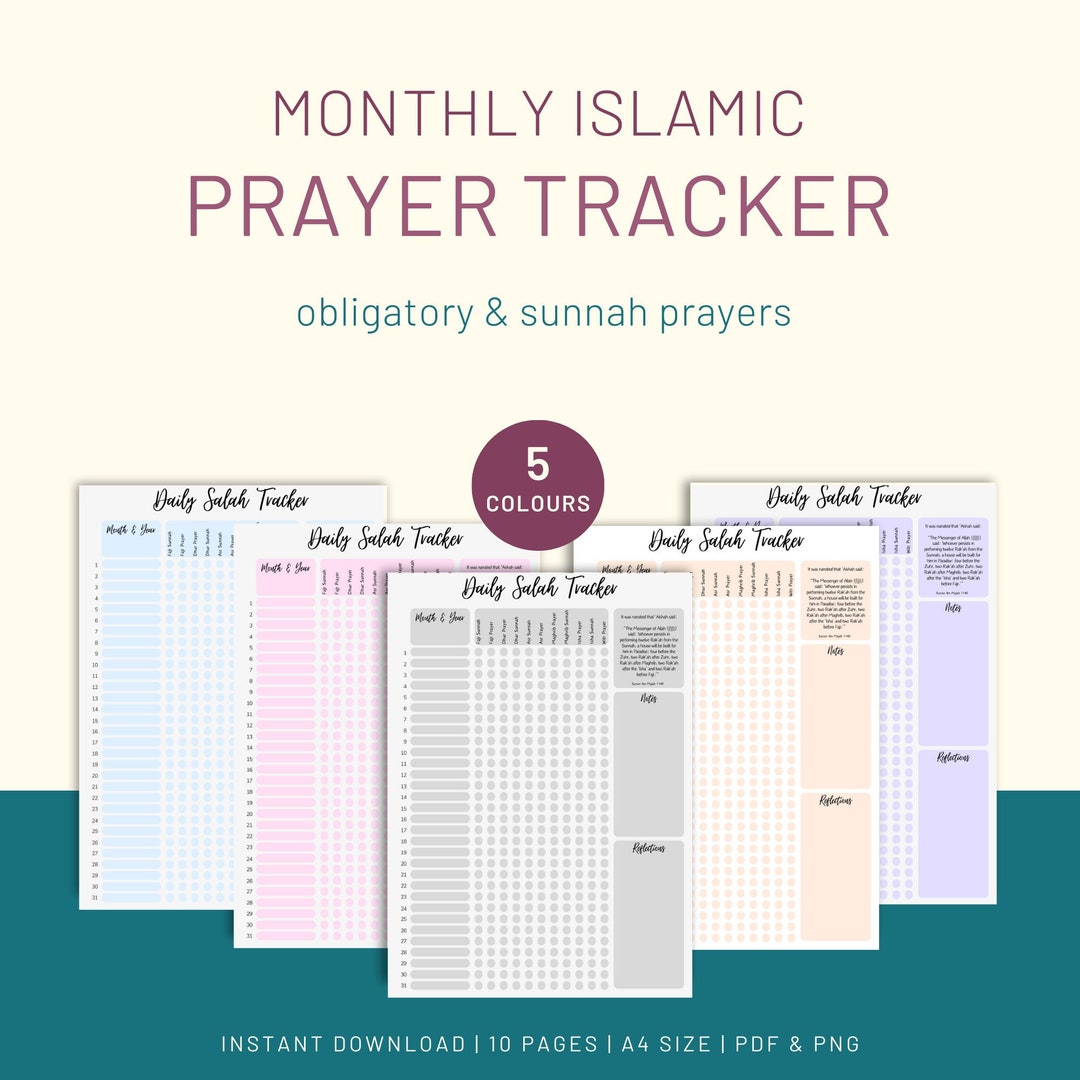 Salah Tracker | Islamic Prayer Tracker | Instant Download Printable ...