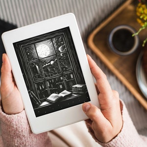 Stormy Library Window - Kindle Lockscreen, Trendy Bookish Design ...