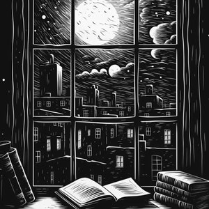 Stormy Library Window - Kindle Lockscreen, Trendy Bookish Design ...