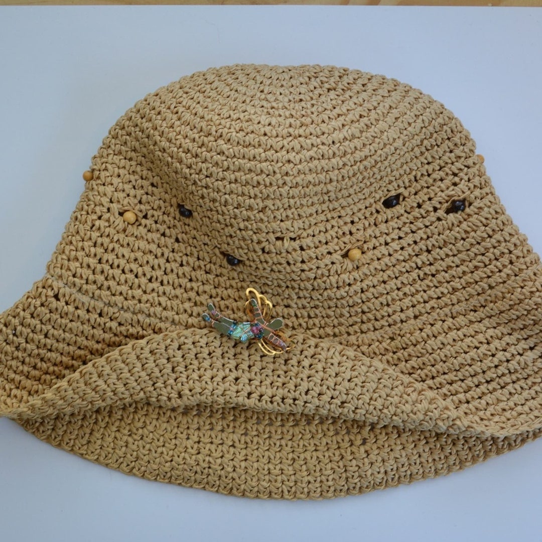 Vintage Straw Bucket Hat With Fairy Charm - Etsy