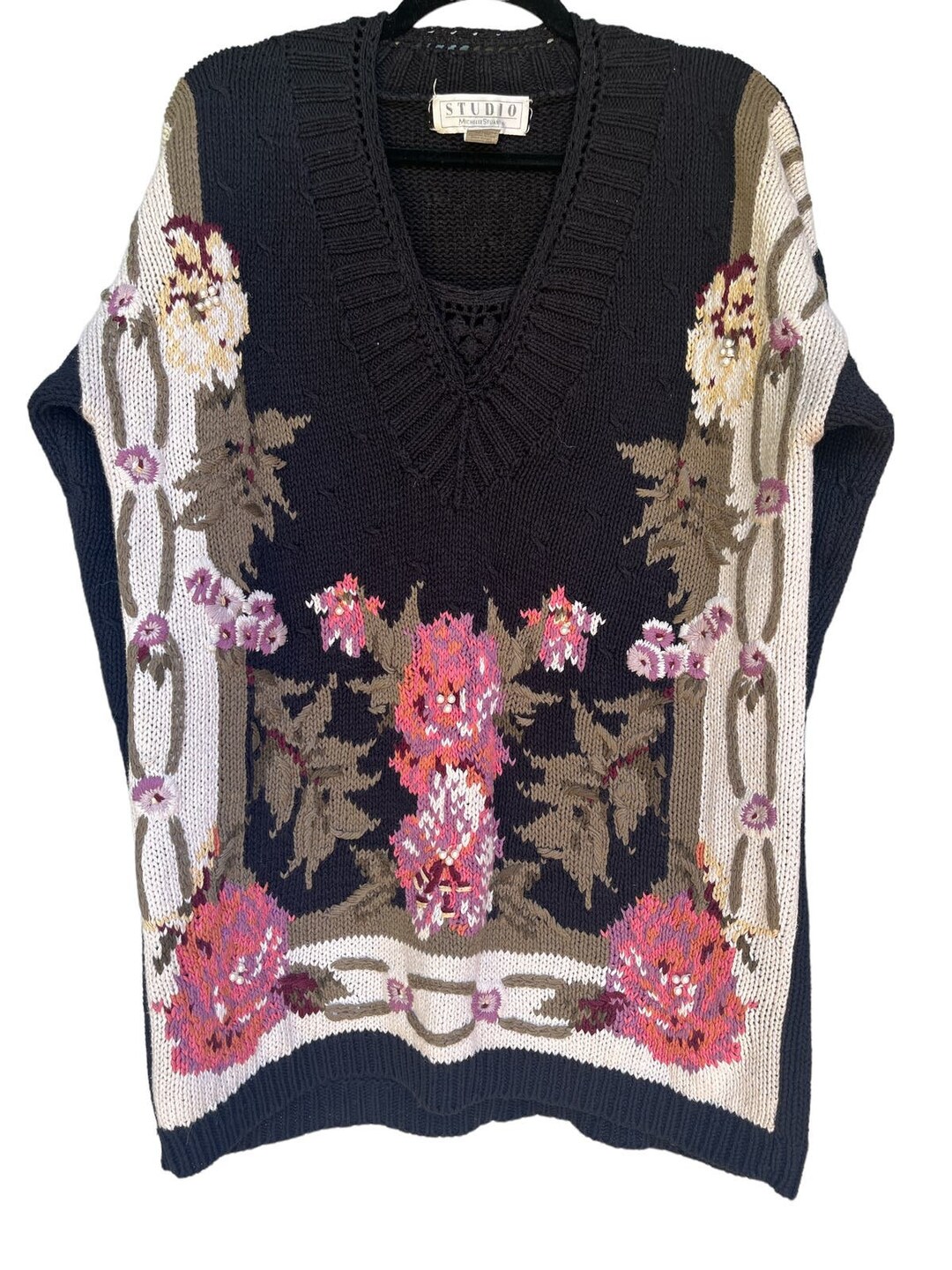 Vintage Studio by Michelle Stuart Floral Knit Sweater Size Medium - Etsy