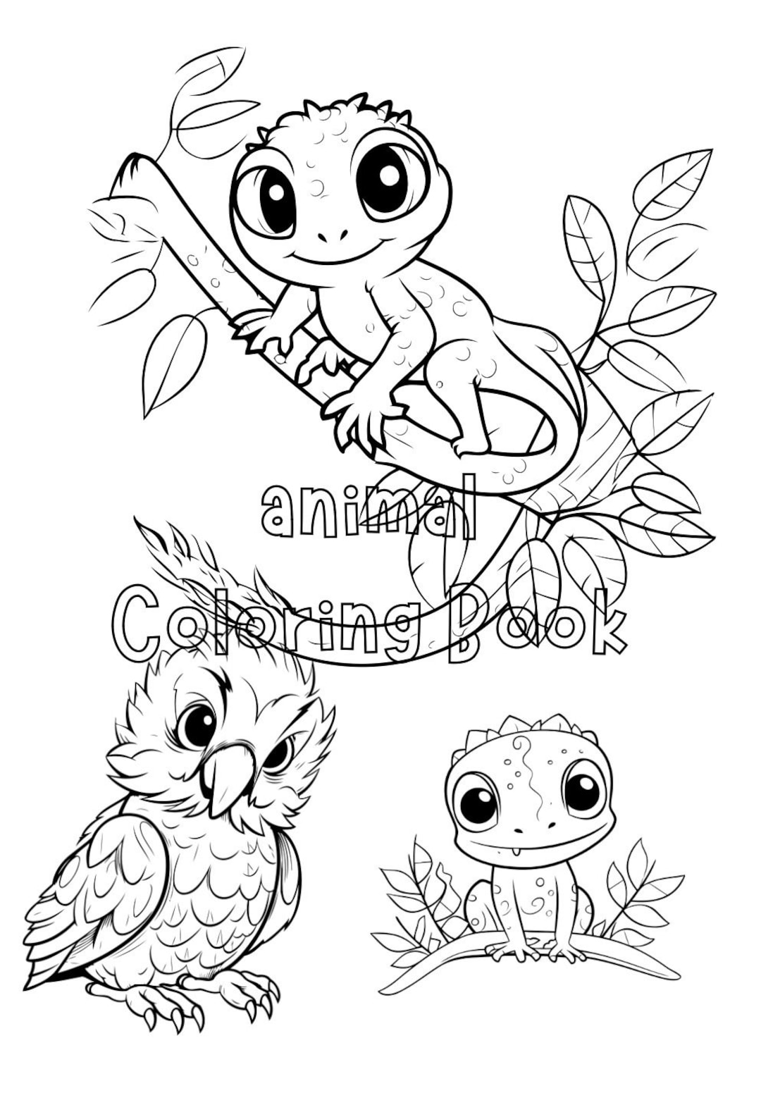 50 Pages of Animal Coloring Ins - Etsy