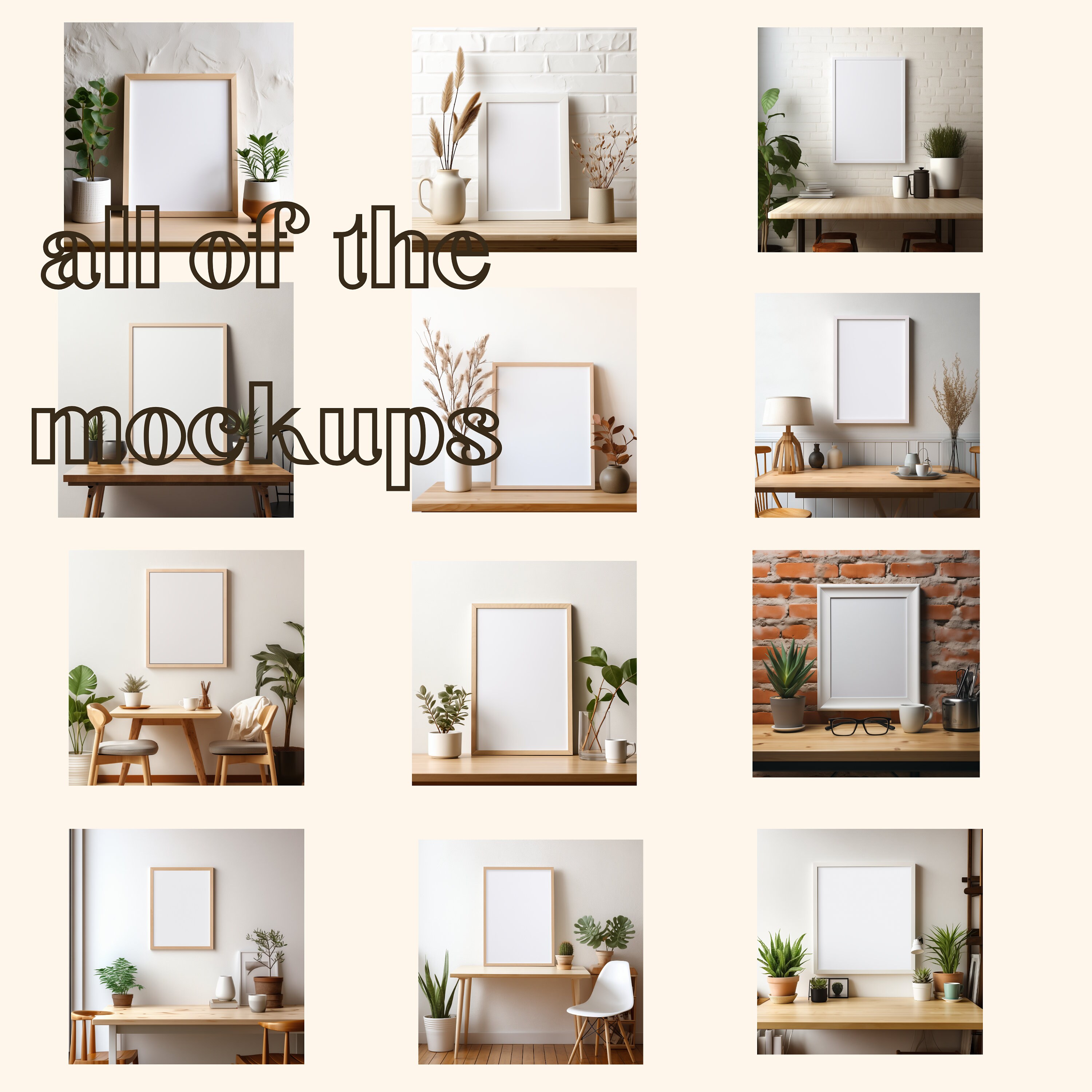 Mockup Set Vertical Digital Frame Bundle, Interior Scenes, PSD ...