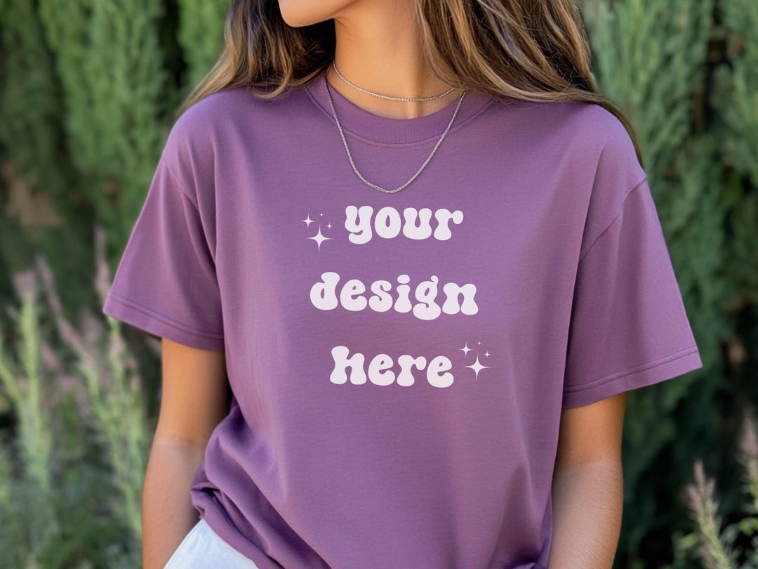 Berry Comfort Colors 1717 T-shirt Mockup | Over-size Shirt Mockup ...
