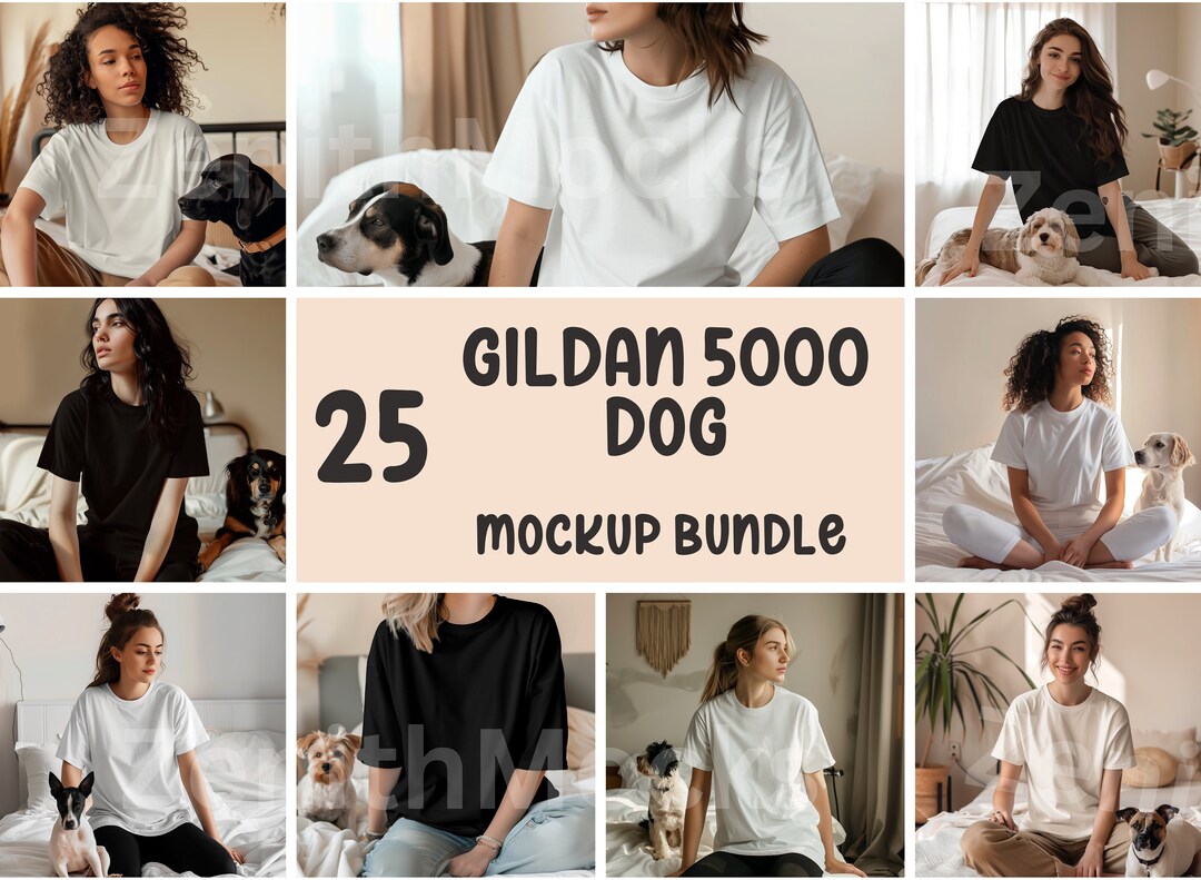 Gildan 5000 Dog Mockup Bundle | Dog Shirt Mock up | 5000 Bundle ...