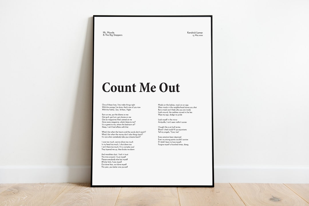Kendrick Lamar Count Me Out Lyric Poster, Mr. Morale & the Big Steppers ...