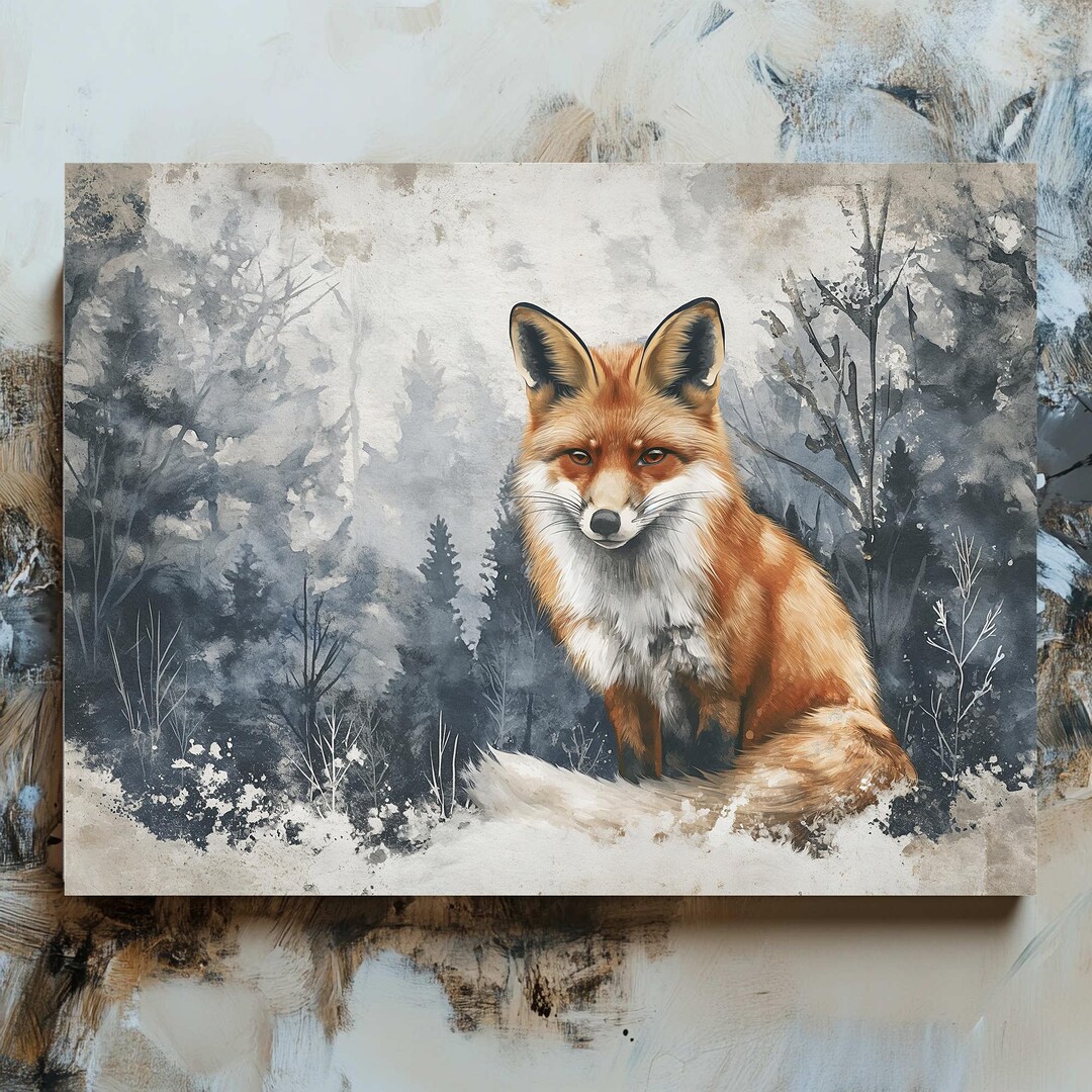 Red Fox Wall Art, Forest Animal Nature Inspired Woodland Rustic Cabin ...