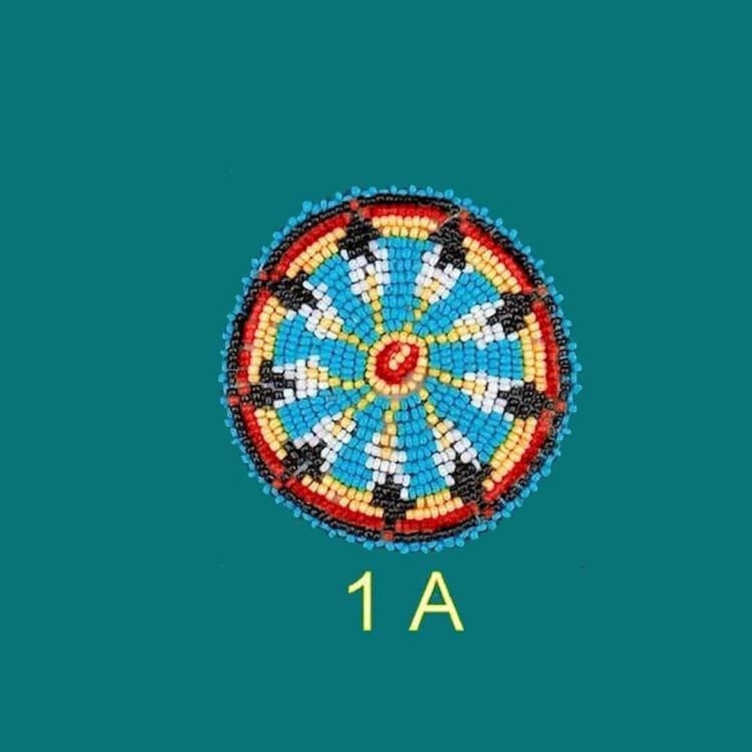 Feathers 3 Inch Seed Bead Rosette #1A, Beaded Patch, Medallion - Etsy