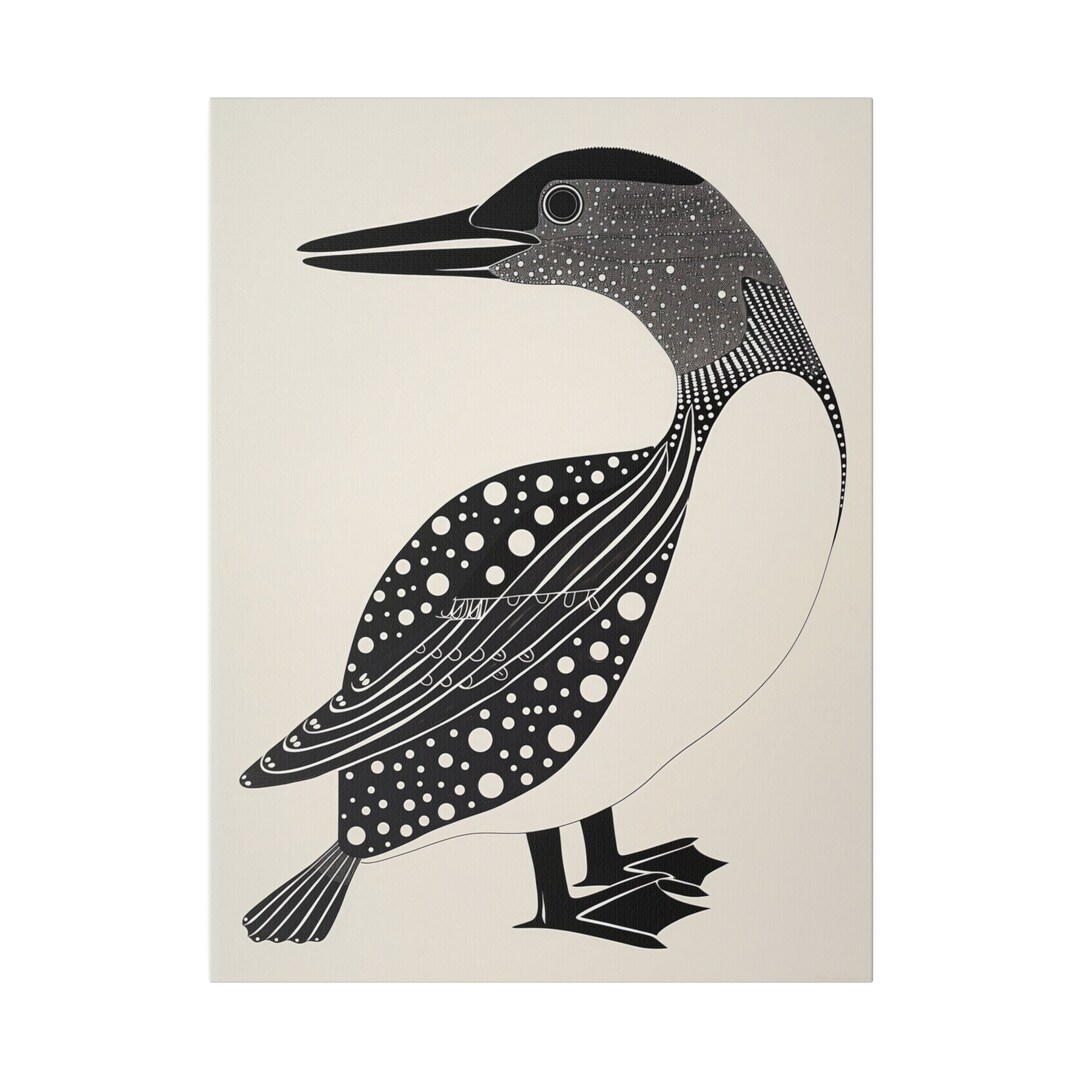 Modern Loon Art Print, Minimalist Bird Illustration, Monochrome Bird ...