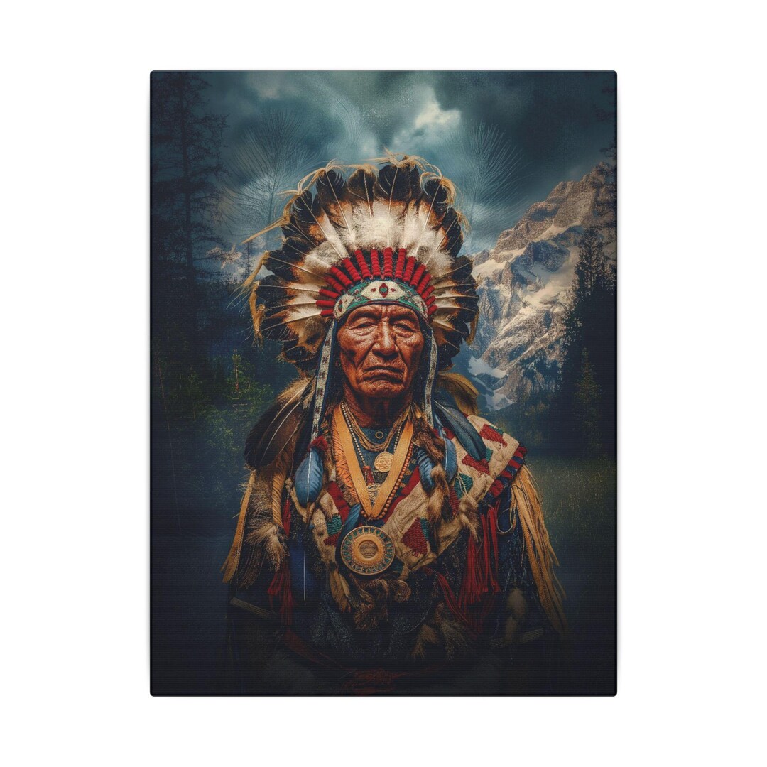 Native American Wall Art, Lakota Chief Poster, Wild West Giclee Art ...