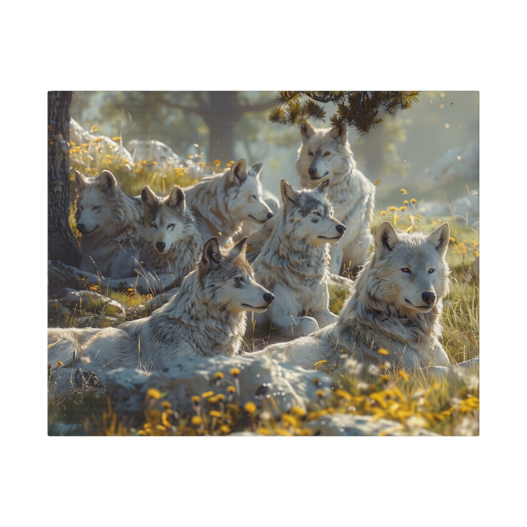 White Wolf Pack in Forest Wall Art, Nature Wildlife Print, Wolves ...
