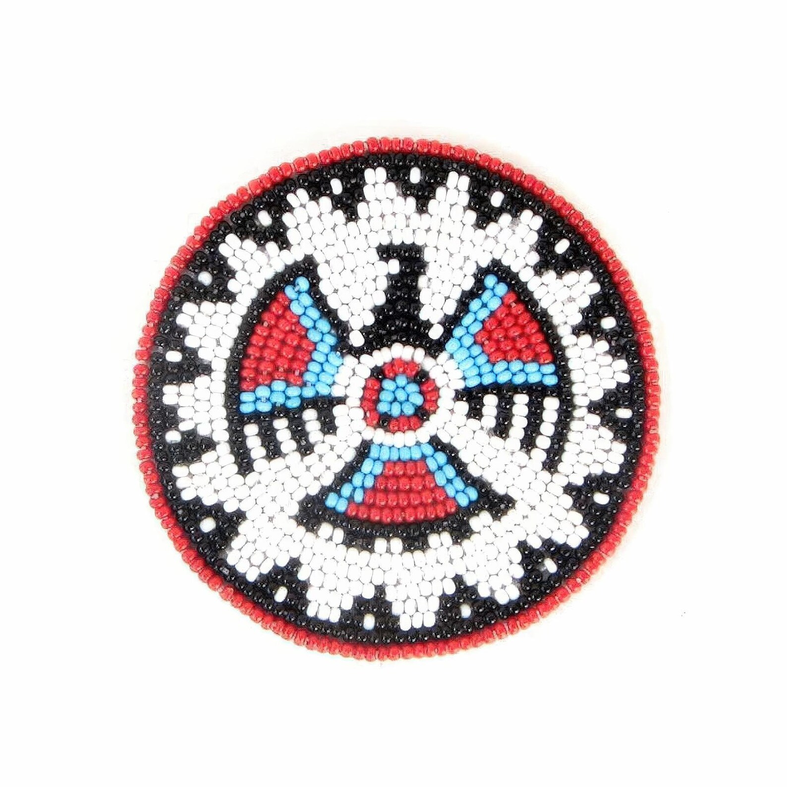 2.5 Inch White and Black Thunderbird Rosette Patch, Sew on Applique ...