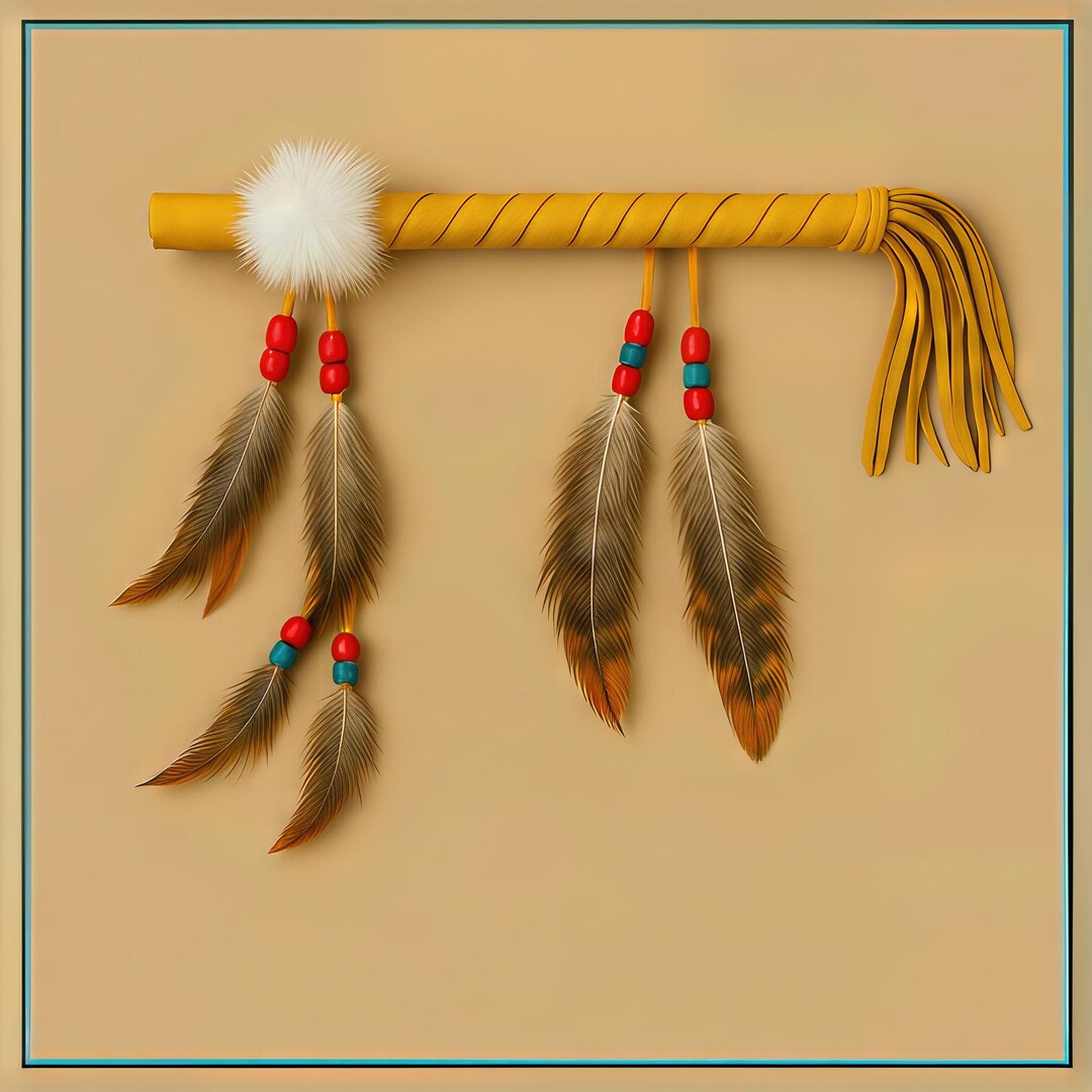 Rabbit Fur & Feathers Talking Stick, Communication Wand, Speaking Staff ...