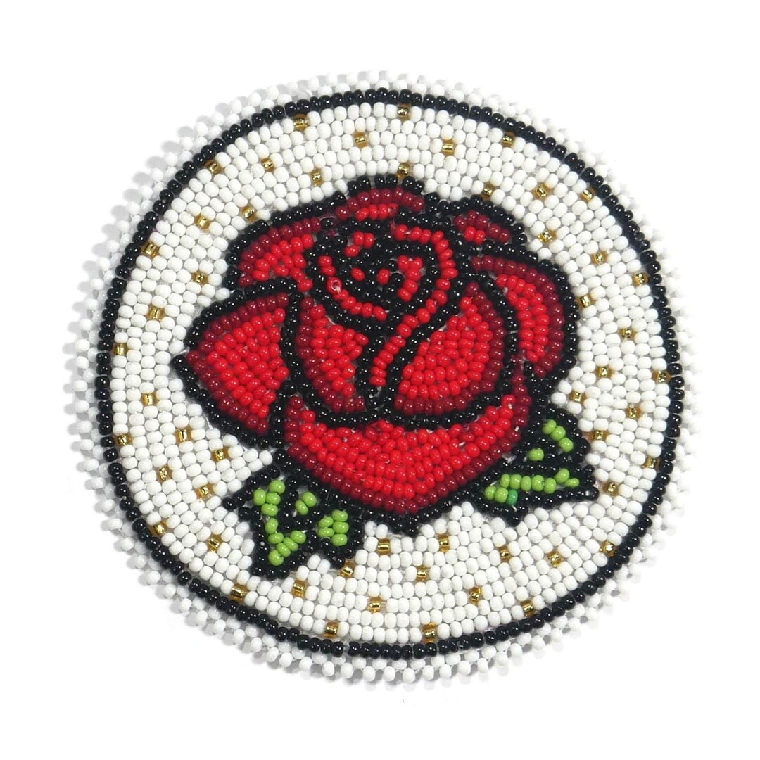 3 1/8″ Red Rose Seed Bead Rosette, Sewing Applique - Etsy