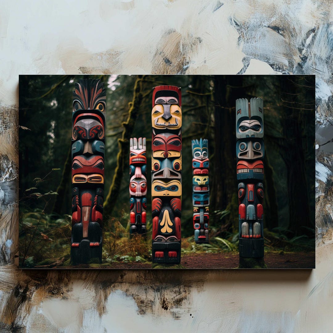 Tlingit Totem Poles Native American Canvas Wall Decor, Art Prints for ...