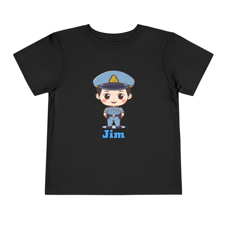 Personalized Kids Policeman Graphic Tee, Cute Police Officer Cartoon ...