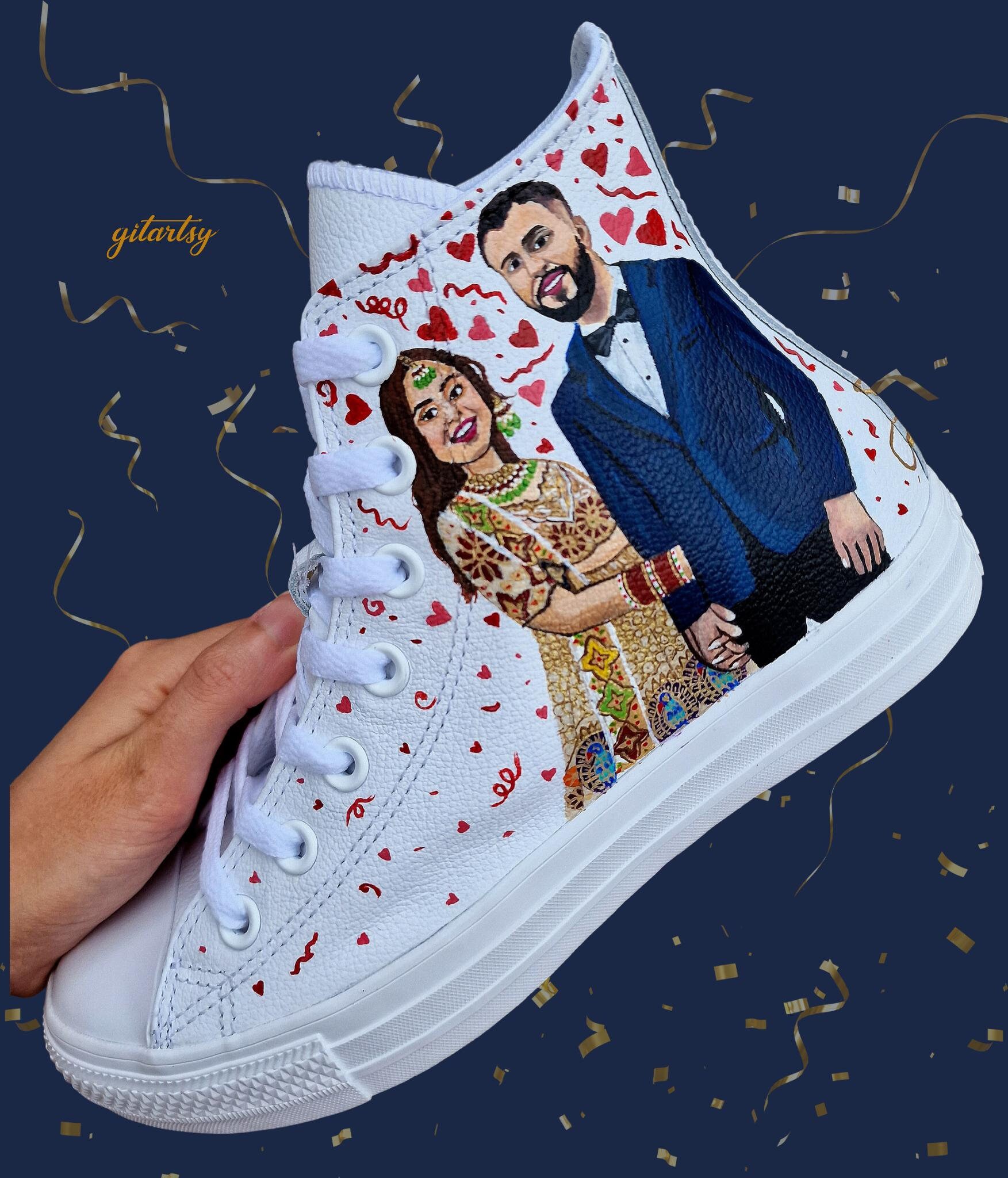 Custom Bridal AF1 Shoes | Hand-painted Realistic Wedding Couple ...
