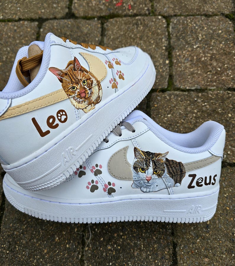 Custom Hand-painted Nike Air Force 1 Shoes With Realistic Pet Portraits ...